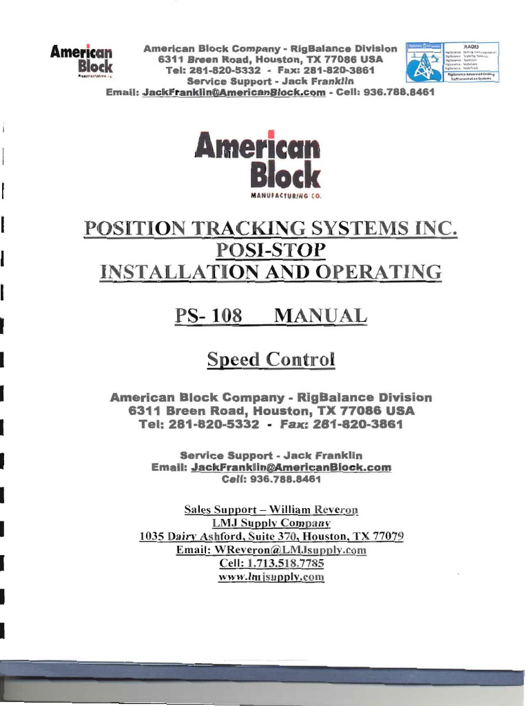 CATALOGO - POSITION TRACKING SYSTEMS INC. POSI-STOP | PDF
