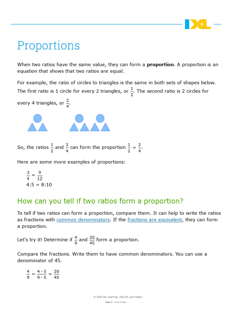 NOTES+Proportions | PDF | Ratio | Mathematical Concepts