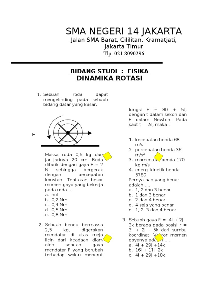 Soal-Soal Dinamika Rotasi | PDF