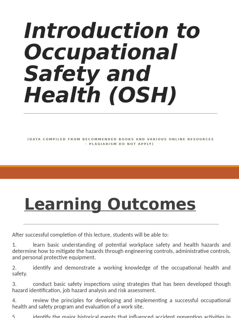 OSH Introduction & History | PDF | Occupational Safety And Health ...