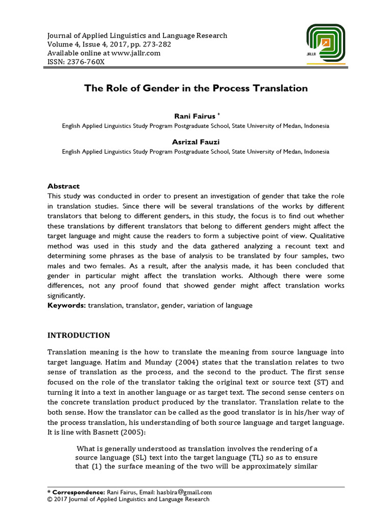 Gender Influence in Translation Studies | PDF | Translations | Feminism