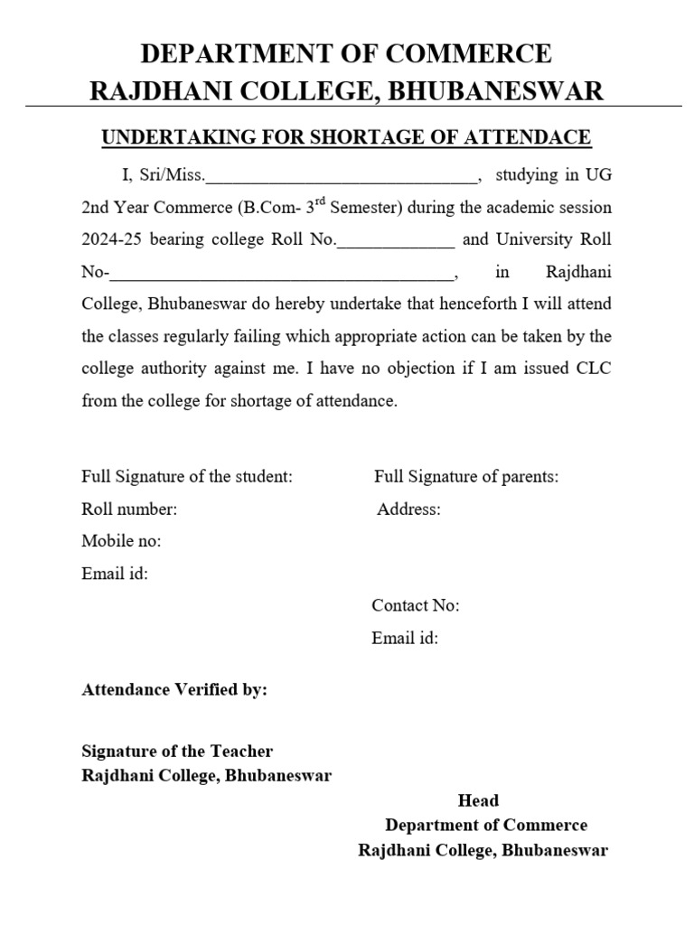 3rd Semester 2024 - Undertaking | PDF