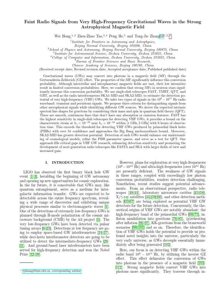 Faint Radio Signals From Very High-Frequency Gravitational Waves in The ...