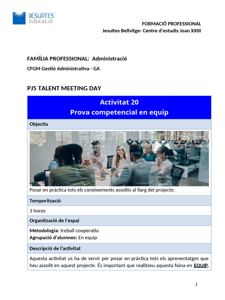 GA2 PJ5 A20 Prova Competencial Equip | PDF