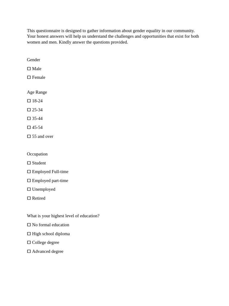 Ss Sba Questions | PDF | Gender Studies | Gender Inequality