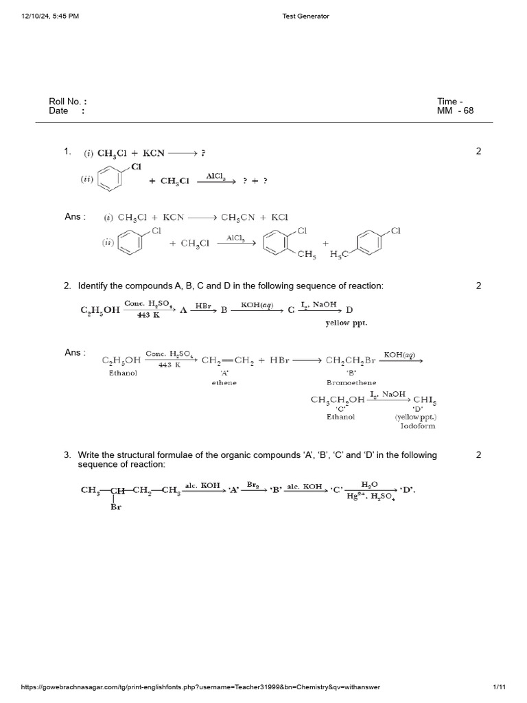 Chemistry ANS | PDF | Chemical Substances | Chemical Compounds