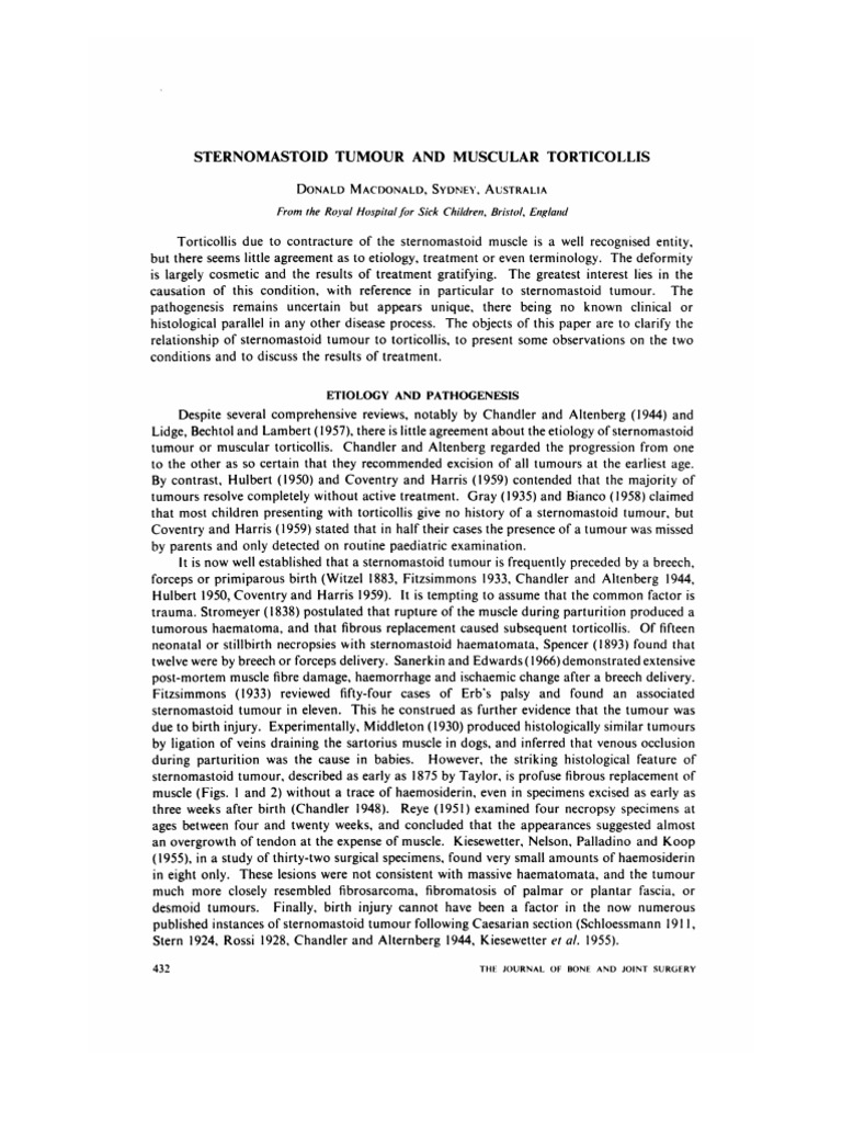 The Sternomastoid "Tumor" of Infancy. | PDF | Human Anatomy | Health ...