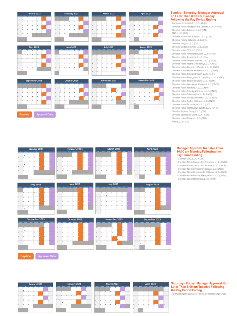 2023 Payroll Calendars v3 | PDF | Cherokee | Oklahoma