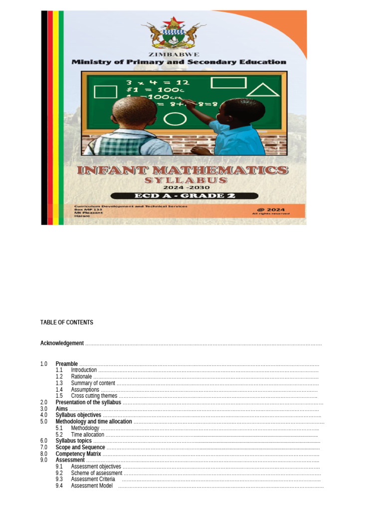 Ecd To Grade 2 Mathematics Syllabus | PDF | Learning | Shape