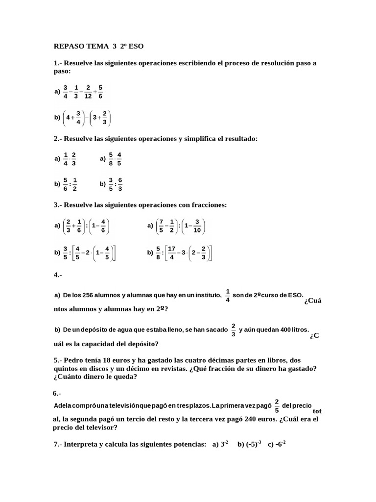 Repaso Tema 3 2º Eso | PDF