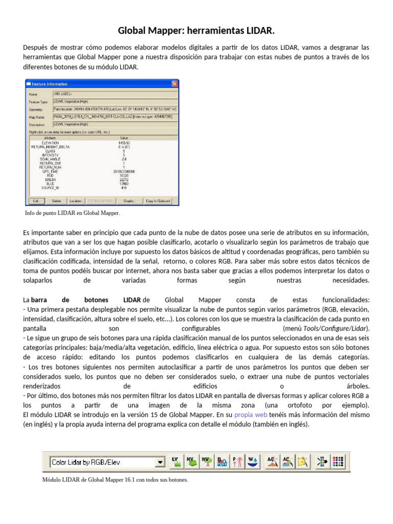 Global Mapper - Herramientas Lidar | PDF | Lidar | Vector Euclidiano