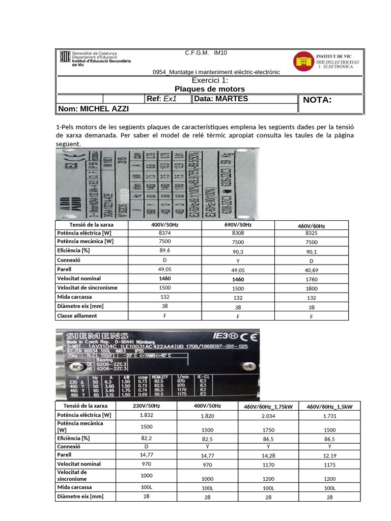 01-IM10 - 0954 - ACT1 - Motors (1) CARLASS | PDF