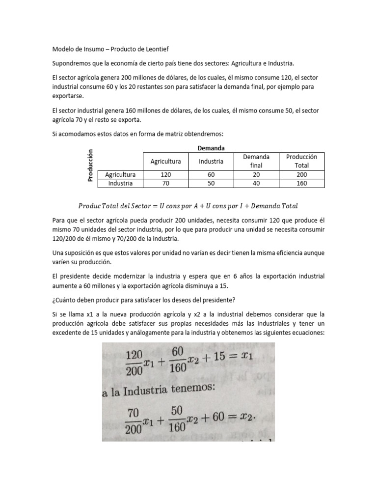 Modelo de Insumo Producto | PDF