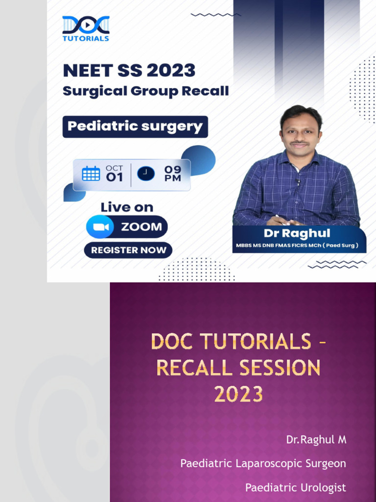 Paediatric Surgery Recal- Dr Raghul.M | PDF | Abdomen | Medical Specialties