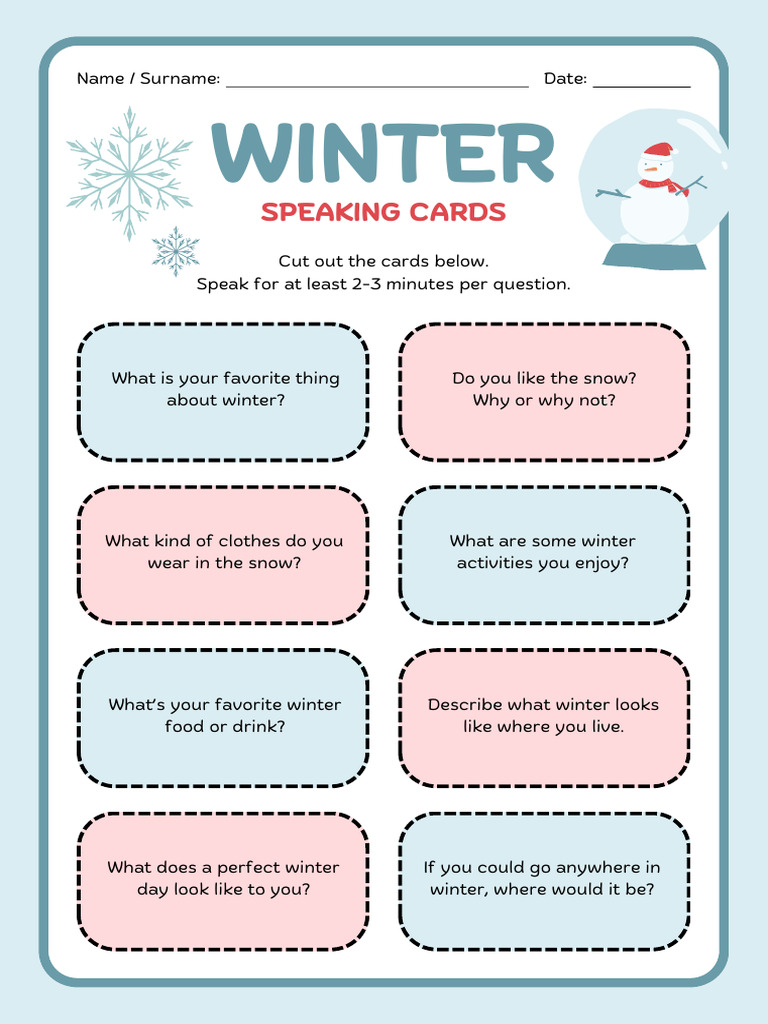 Winter Speaking Cards | PDF