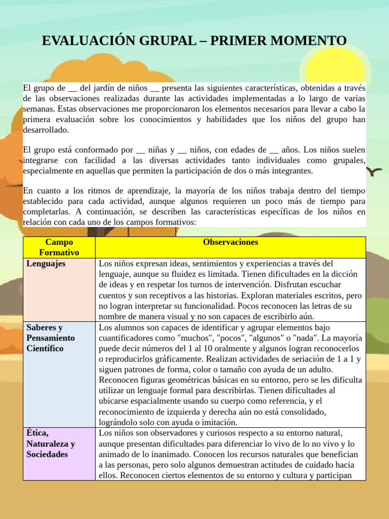 Evaluación Grupal Primer Momento 2024 - 2025 | PDF | Evaluación ...