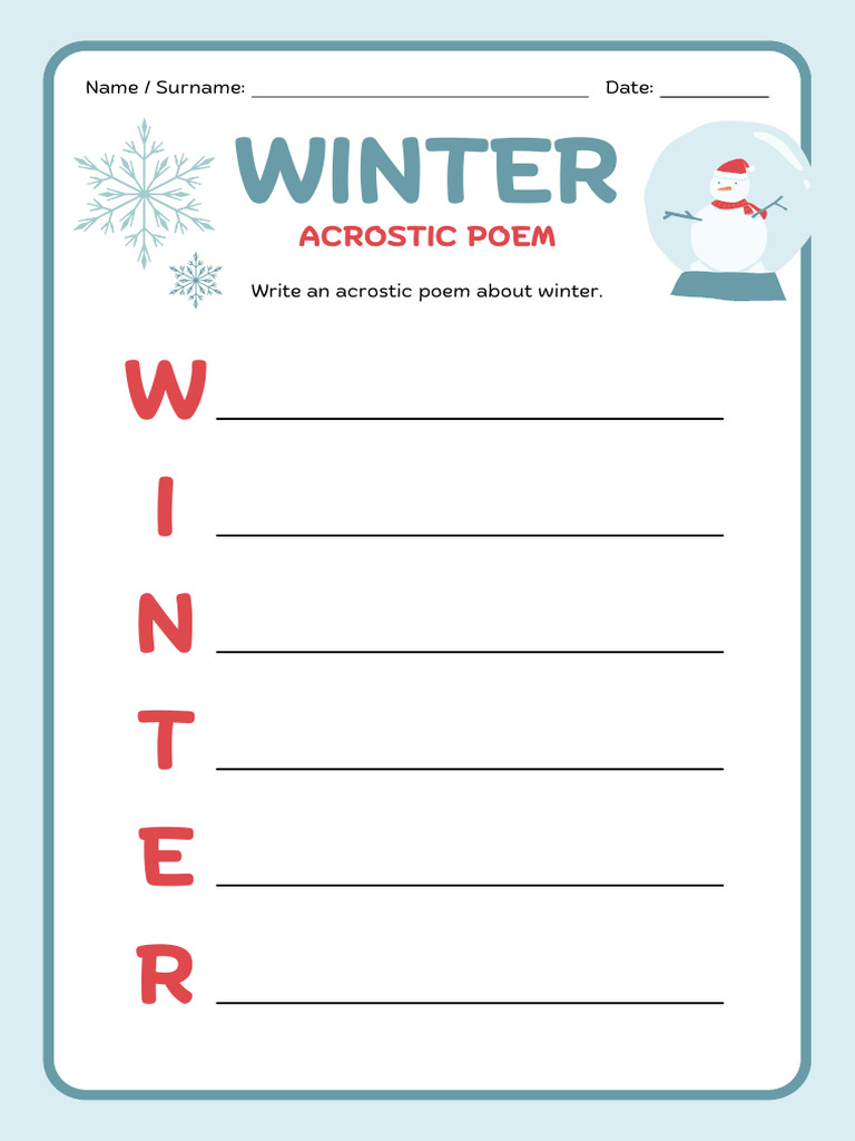 Winter Acrostic Poem | PDF