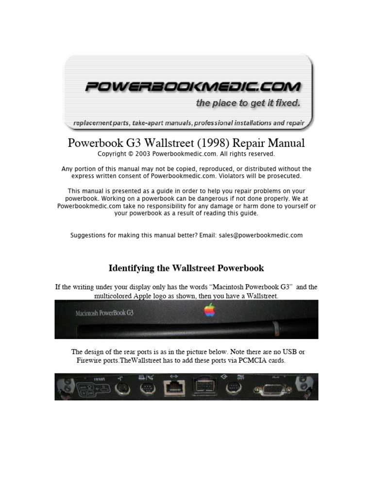Apple Powerbook G3 Wallstreet Repair Manual | PDF | Screw | Computer ...