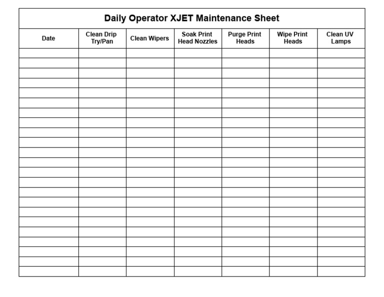 Daily XJET Maintenance Checklist | PDF