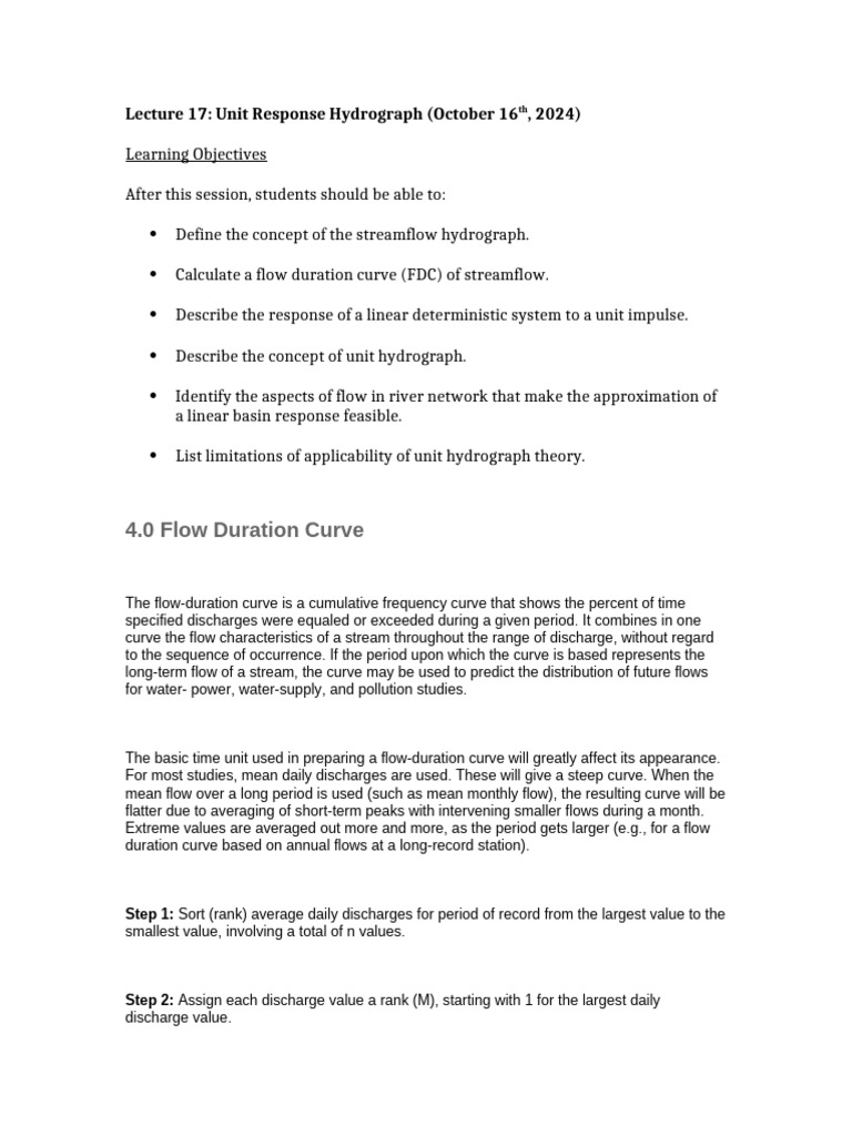 L17-Unit Response Hydrograph | PDF | Discharge (Hydrology) | Applied Mathematics