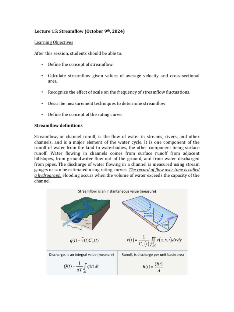 L15-Streamflow | PDF | Discharge (Hydrology) | Environmental Engineering