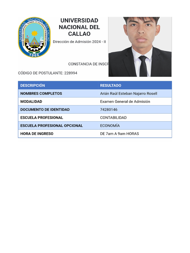 Constancia Unac | PDF