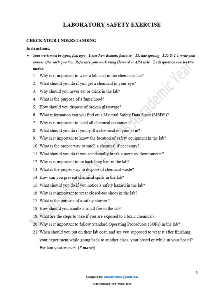 laboratory Safety Exercise | PDF