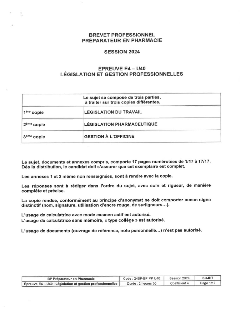 U40 Sujet 2024 | PDF