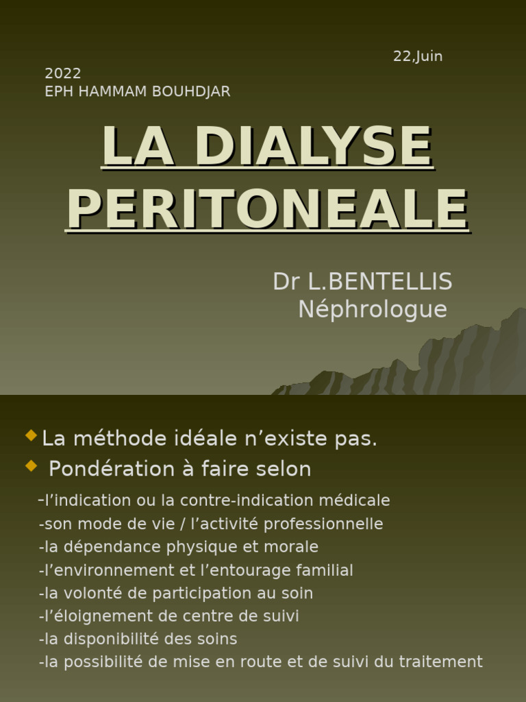 La Dialyse Peritoneale | PDF | Spécialités médicales | Médecine clinique