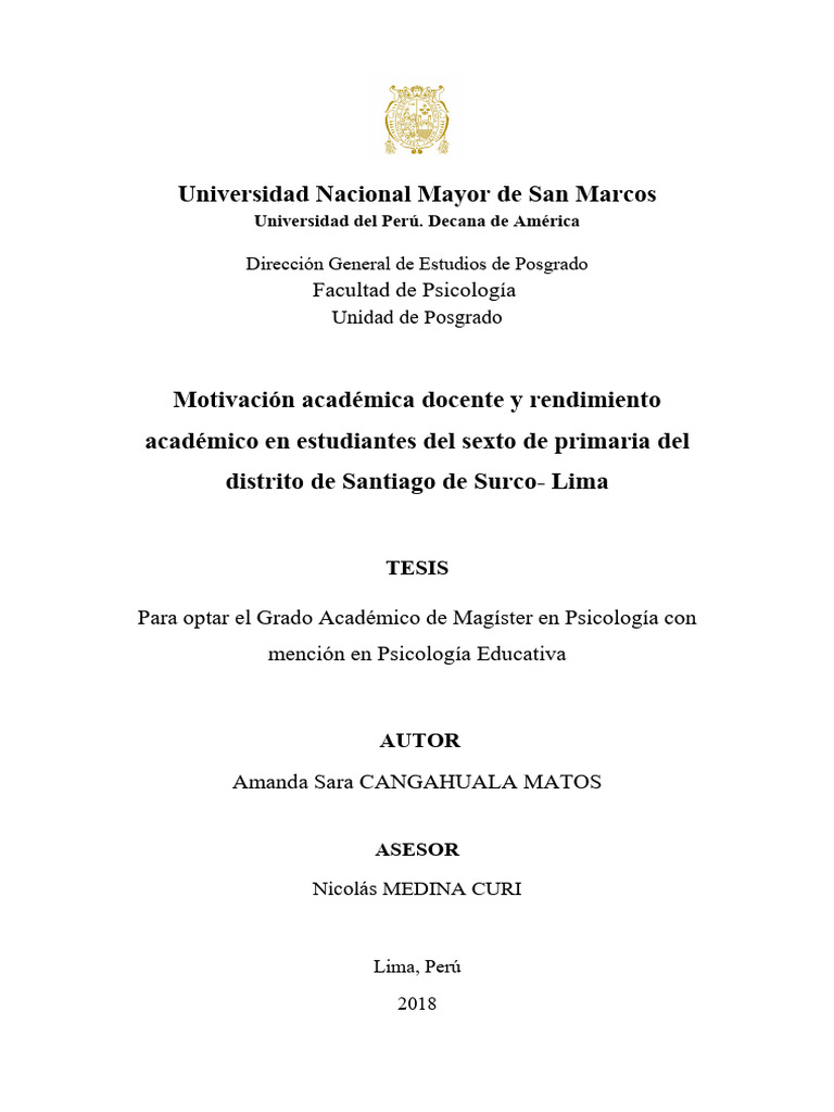 TESIS UNMSM | PDF | Sicología | Academia