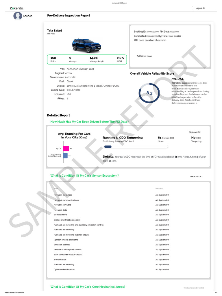 Zekardo - SamplePDI Report | PDF | Engines | Rectifier