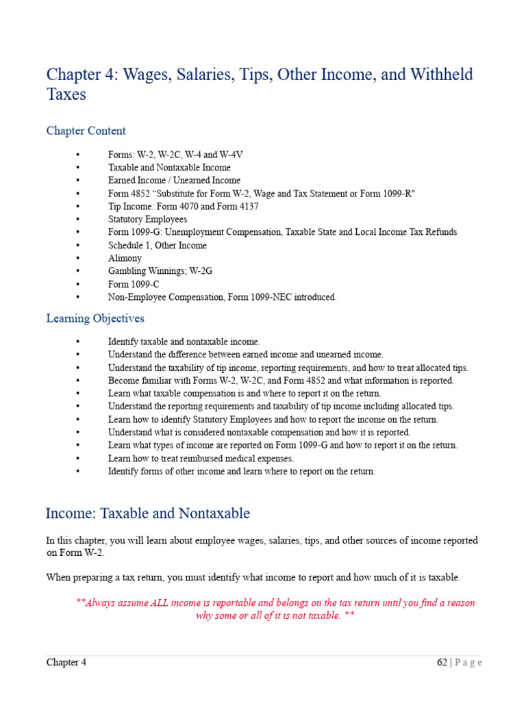 Liberty Tax (TY2023) Textbook ch4 Earned Income | PDF | Irs Tax Forms ...