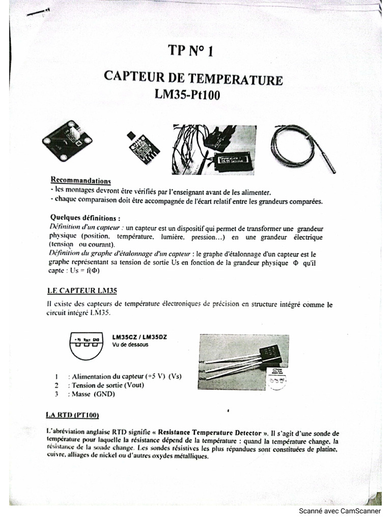 Énoncé de TP01-capteurs | PDF