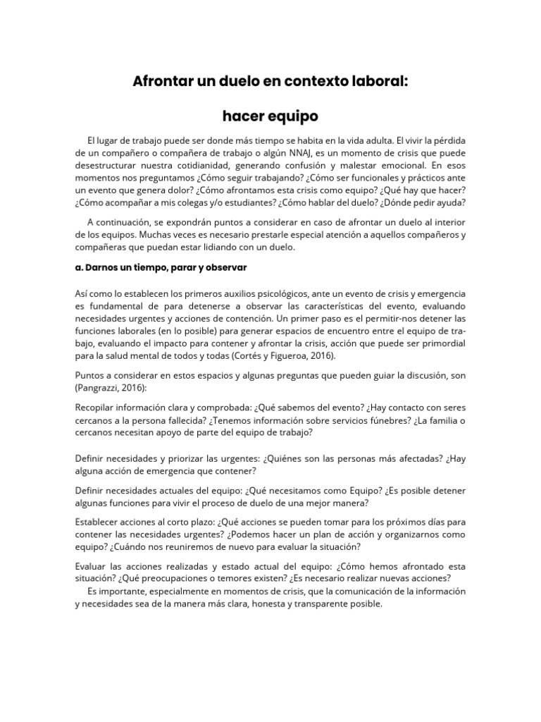 Afrontar Un Duelo en Contexto Laboral | PDF | Dolor | Las emociones