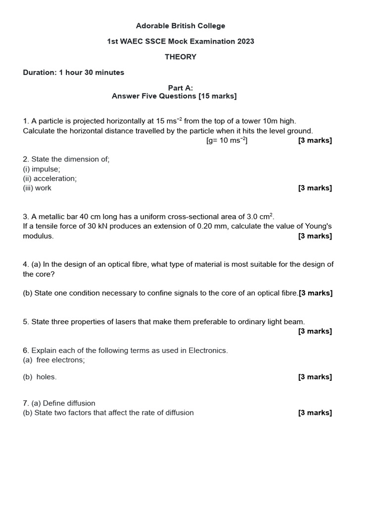 Physics Paper 2 Mock 2023 | PDF | Force | Physical Quantities