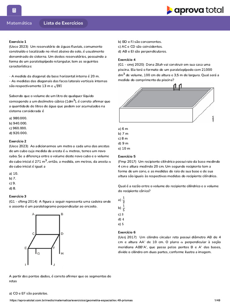 Matemática - Geometria Espacial | PDF | Sushi | Linha (Geometria)