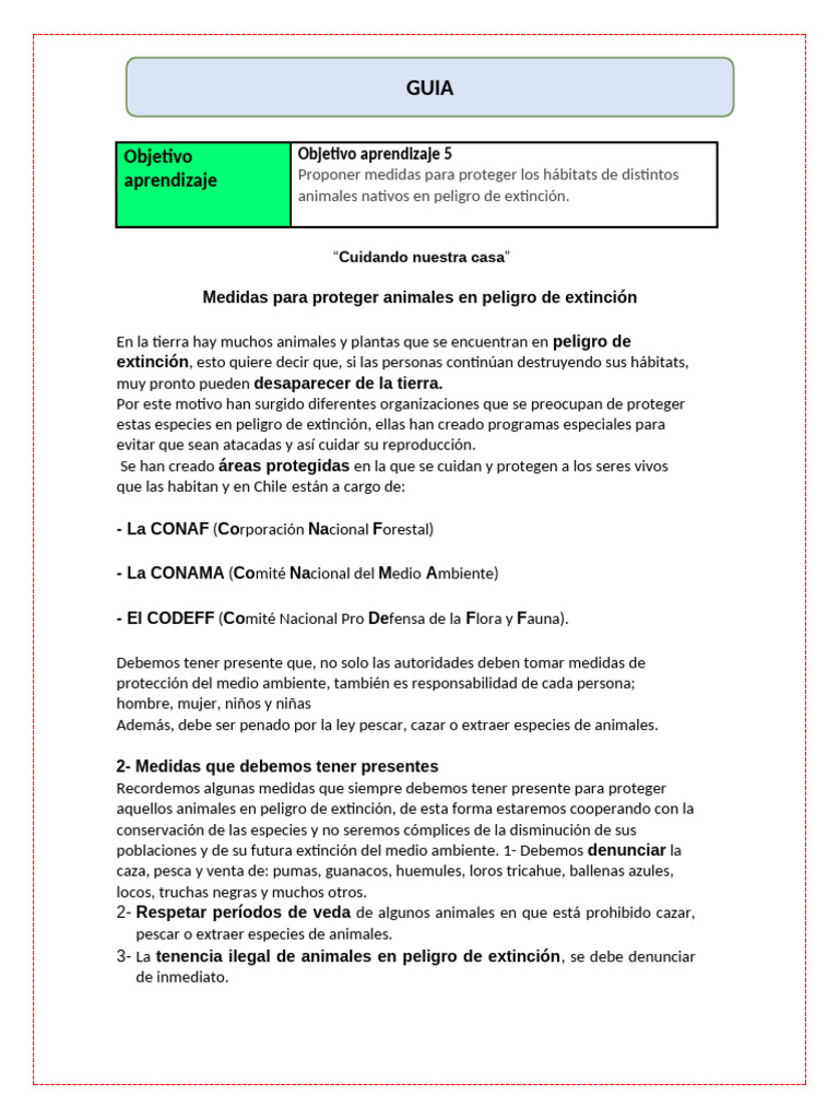 GUIA6 | PDF | Especie en peligro | Extinción