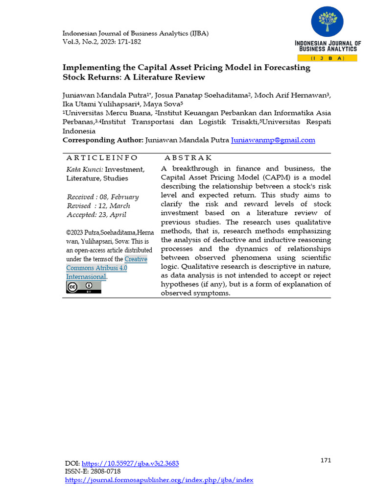 Implementing The CAPM in Forecasting | PDF | Capital Asset Pricing ...