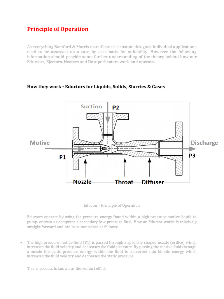 Eductor Ejector Desuperheated | PDF | Steam | Process Engineering