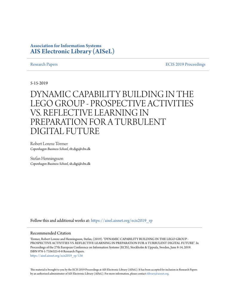 Dynamic Capability Building in the Lego Group - Prospective Activ | PDF ...