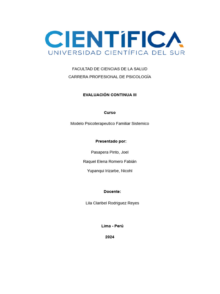 Ec3 - Guión de Modelo Psico. Fam.sis. | PDF | Verdad | Las emociones