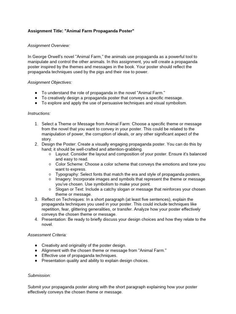 Animal Farm Propaganda Poster | PDF | Propaganda | Poster