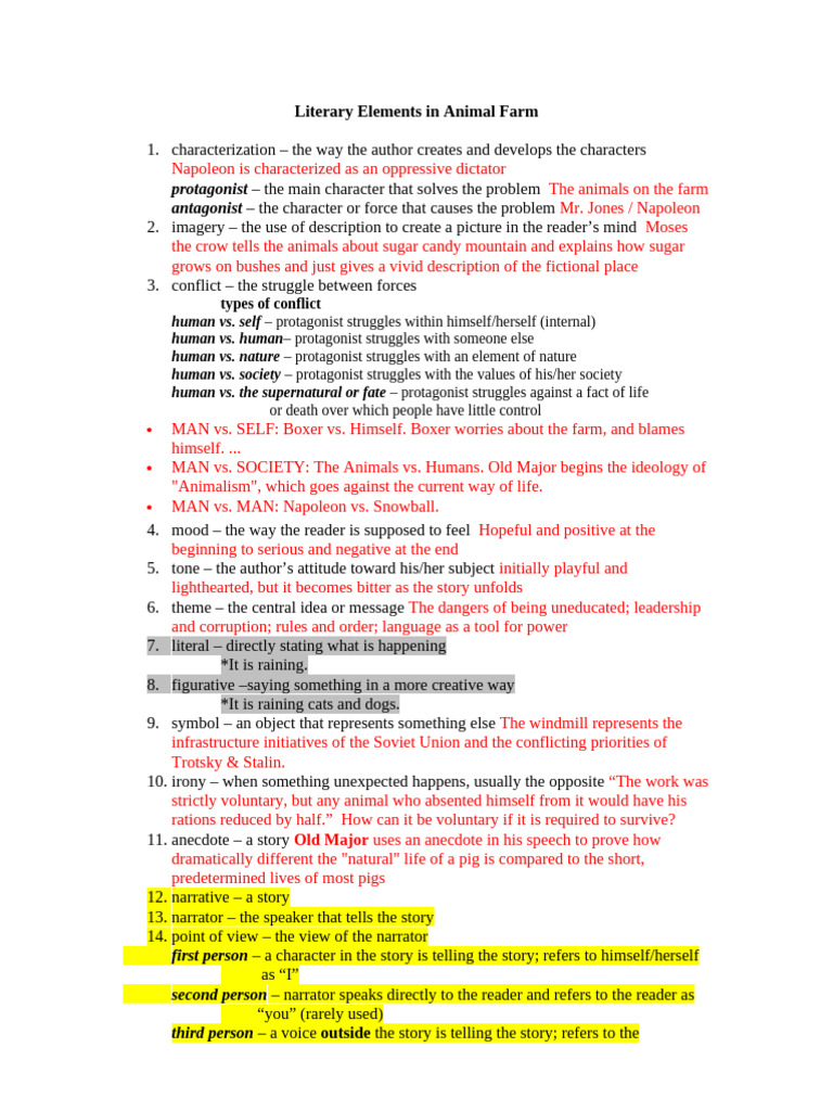 Literary Elements to Know in Animal Farm | PDF | Poetry | Rhyme