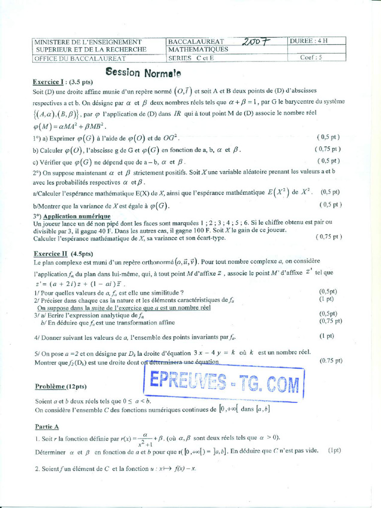 Bac C e Math 2007 | PDF