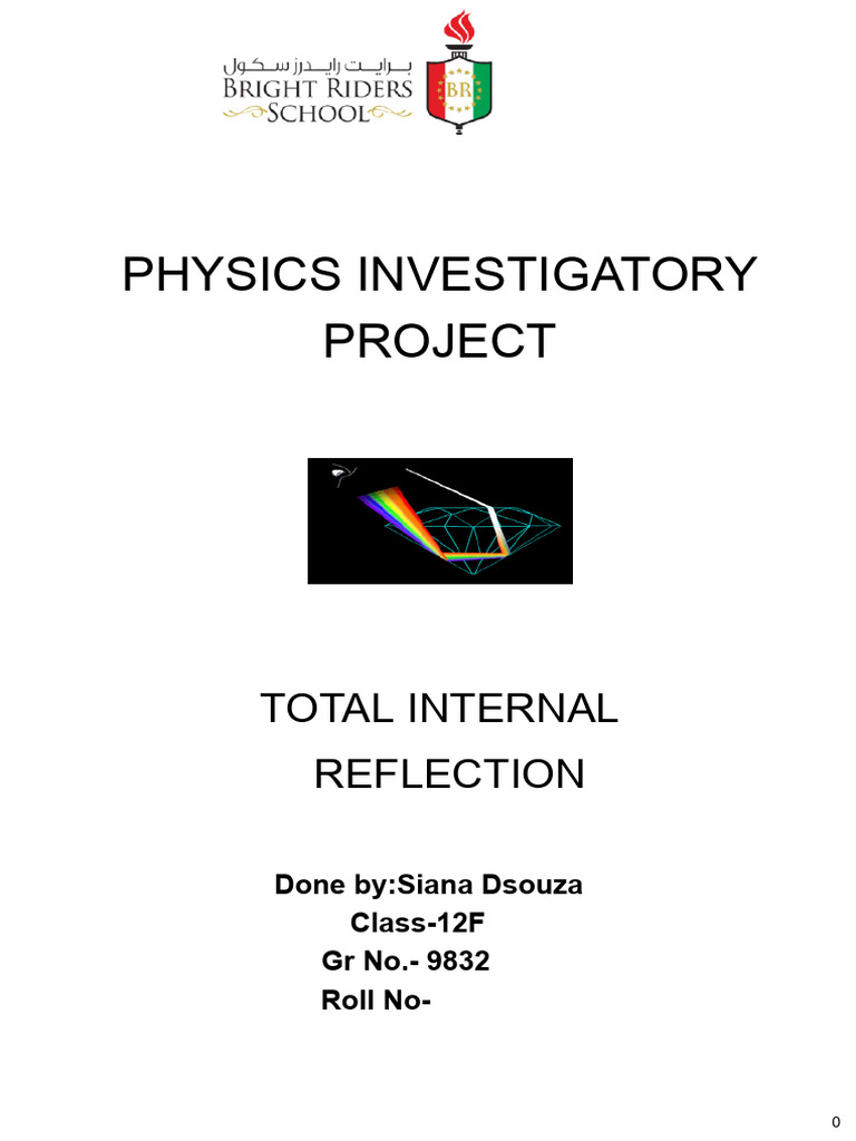 Physics Project by Siana Dsouza | PDF | Refractive Index | Optics