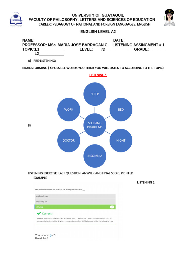 Listening Tasks Template | PDF