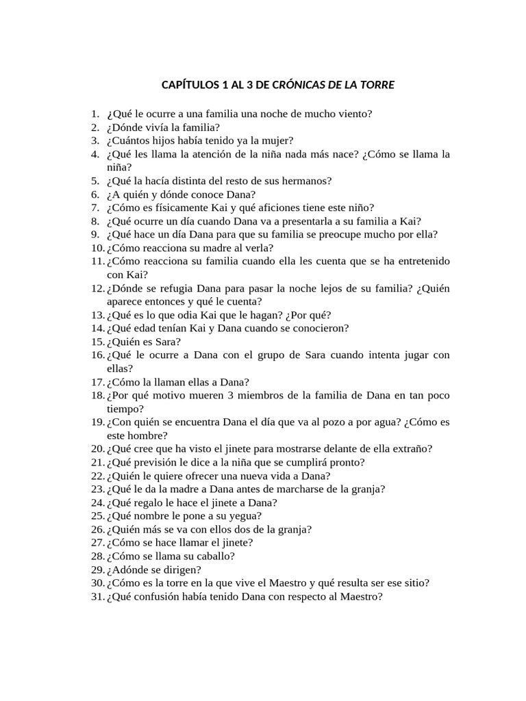 Capítulos 1-3: Crónicas de la Torre | PDF
