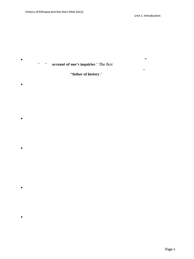 Hist.1012-Unit 1- Note ( Revised) | PDF | Historian | Ethiopia