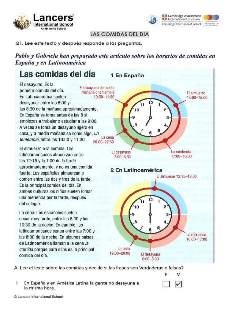 DP WS El Horario de La Comida | PDF