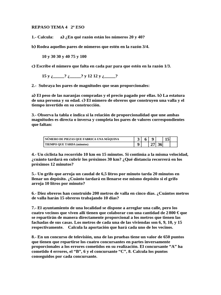 Repaso Tema 4 2º Eso 2024 | PDF